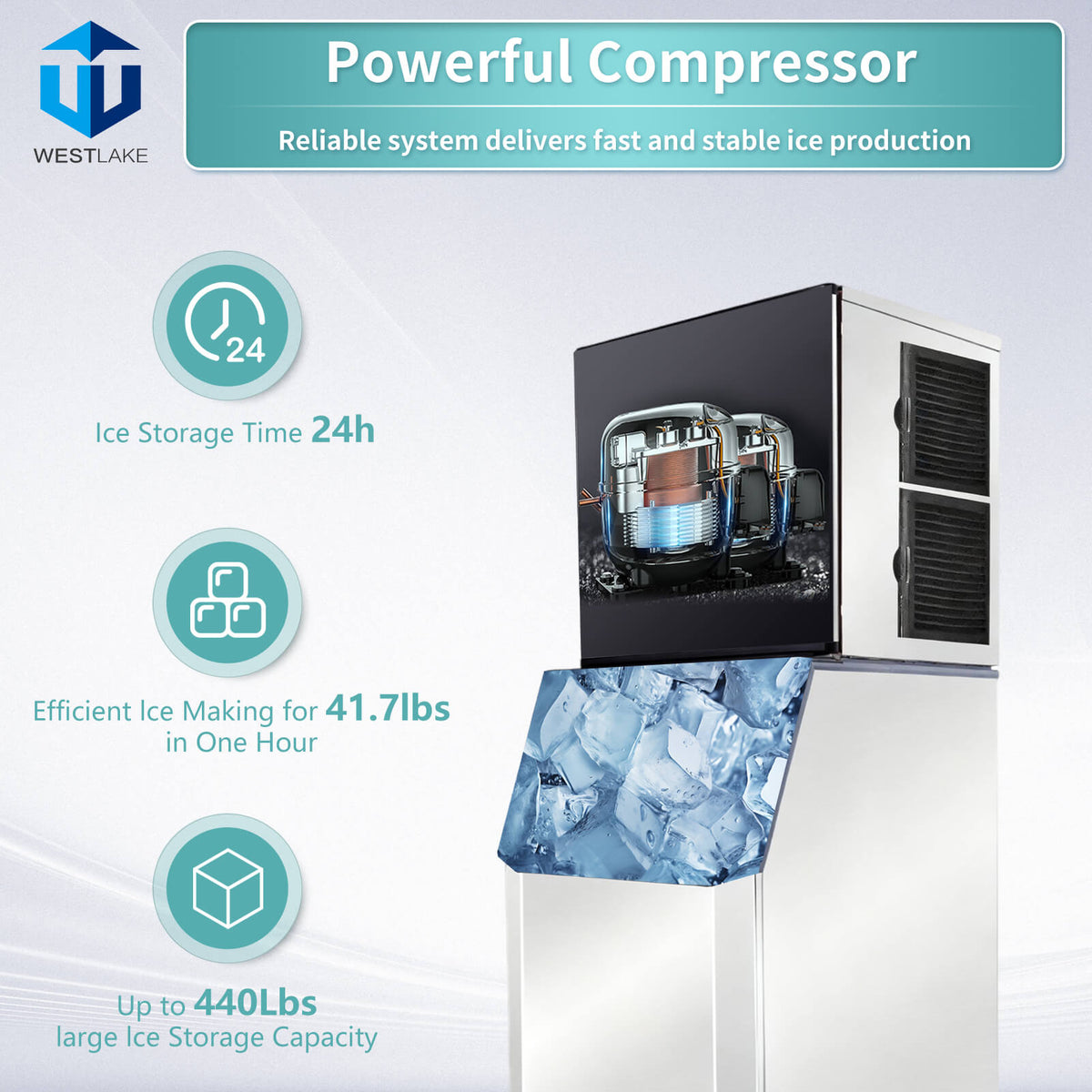 Westlake Commercial Ice Maker 1000 lb/Day | Air Cooled Cube Ice Machine ...