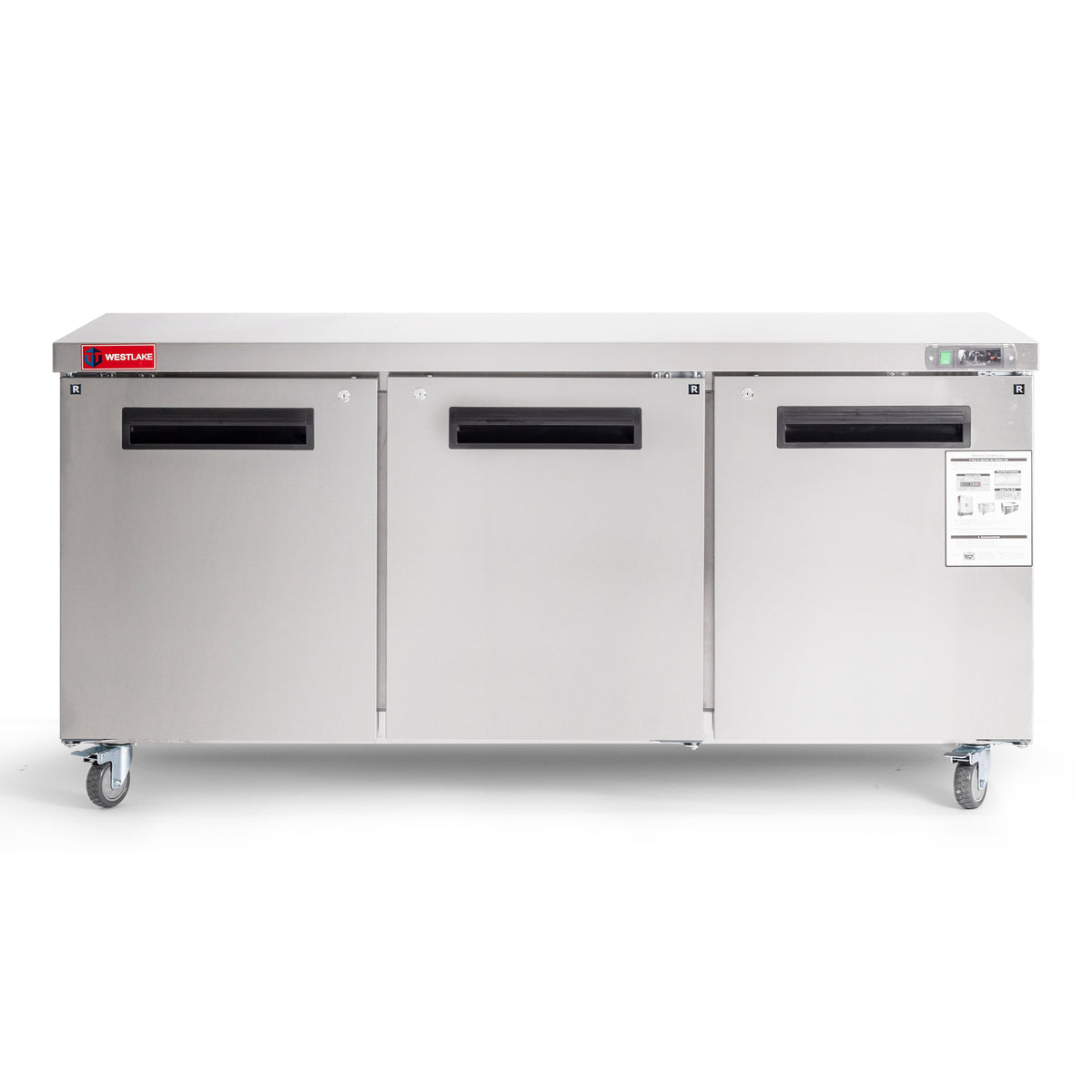 Commercial Undercounter Refrigerator, WESTLAKE 72" Three Door Stainles ...