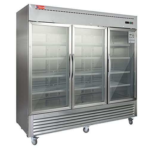 3 Glass Door Commercial Refrigerator, 72 Cu.ft Stainless Steel Reach i ...